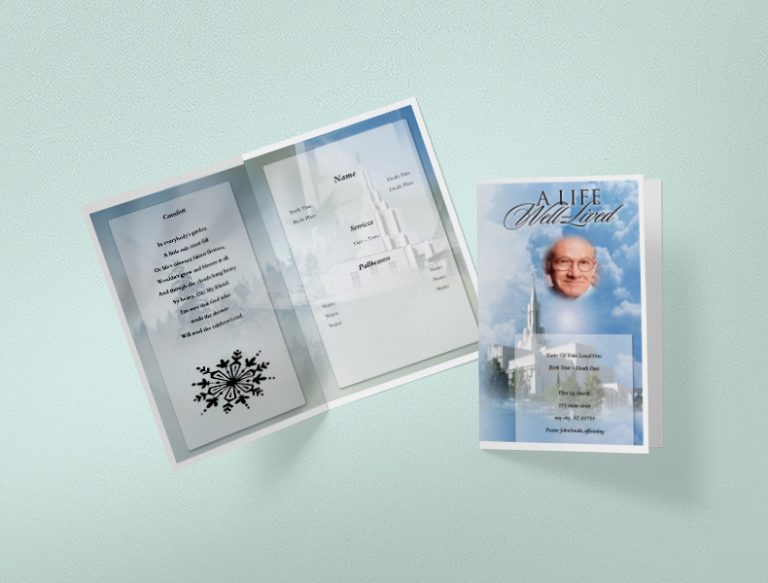 Cloud Cover Funeral Program Template | Funeral Program Template