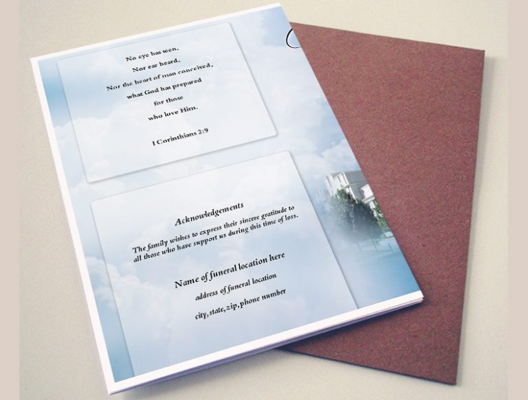 Cloud Cover Funeral Program Template | Funeral Program Template