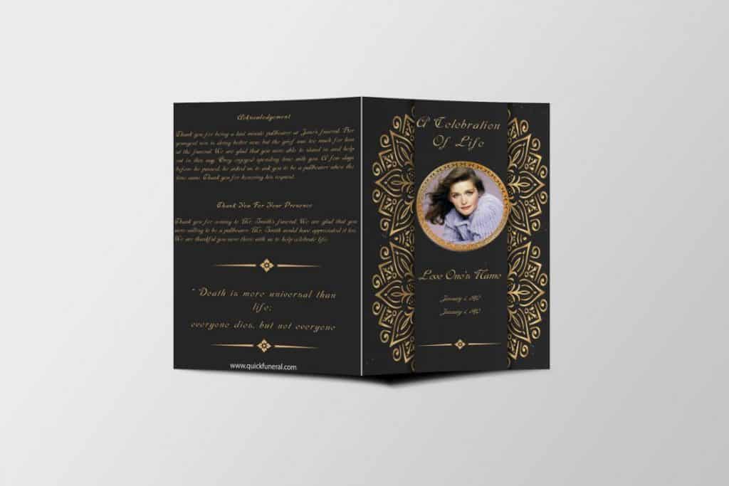 Royal Gold Funeral Program Letter Size | Funeral Program Template