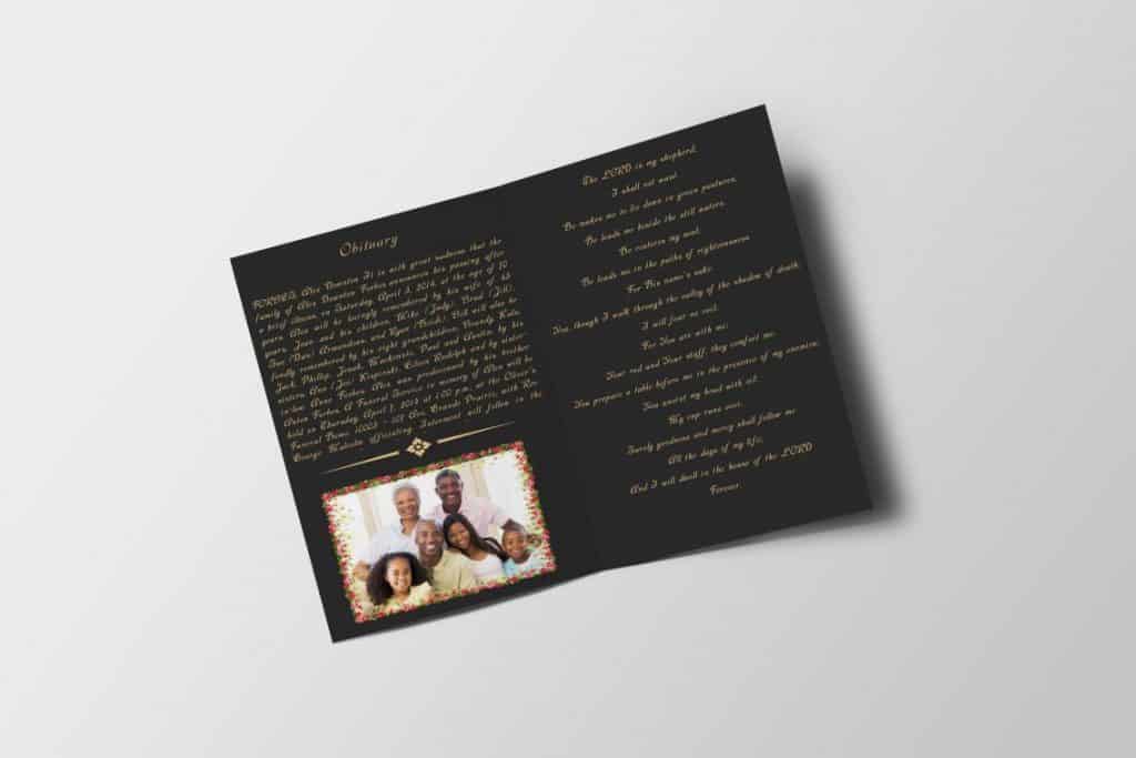 Royal Gold Funeral Program Half Letter Size | Half Page Funeral Program