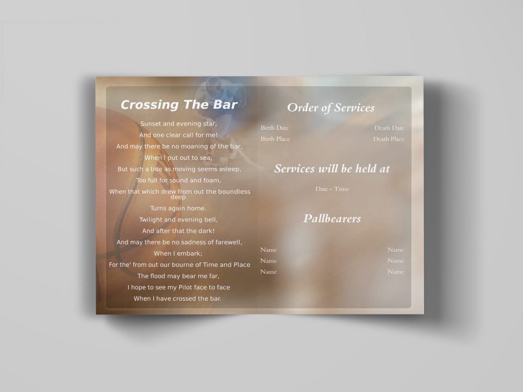 Sports Themed Funeral Program Template | QuickFuneral LLC