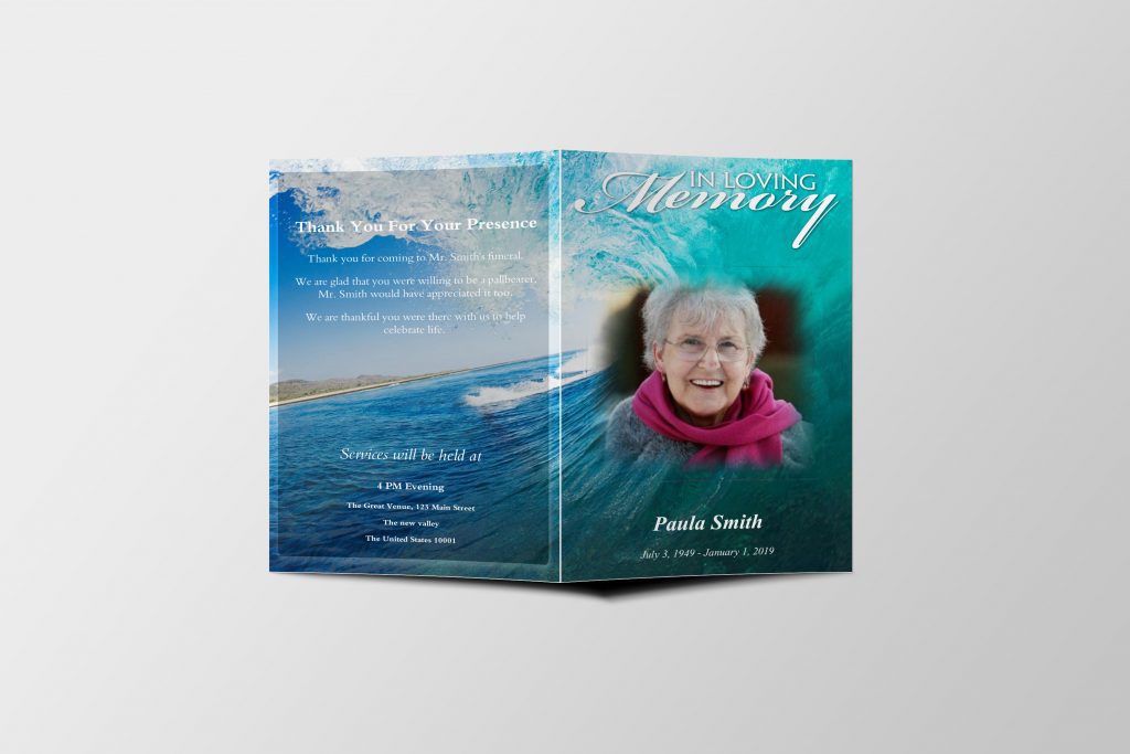 Blue Ocean Funeral Program Template | QuickFuneral LLC