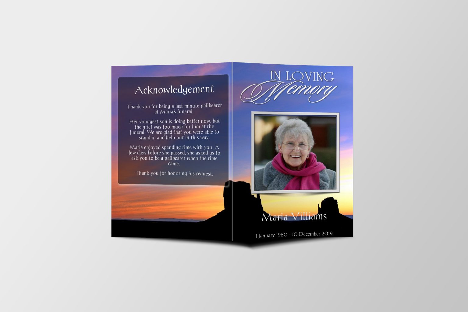 Sunset Funeral Program Template | QuickFuneral LLC