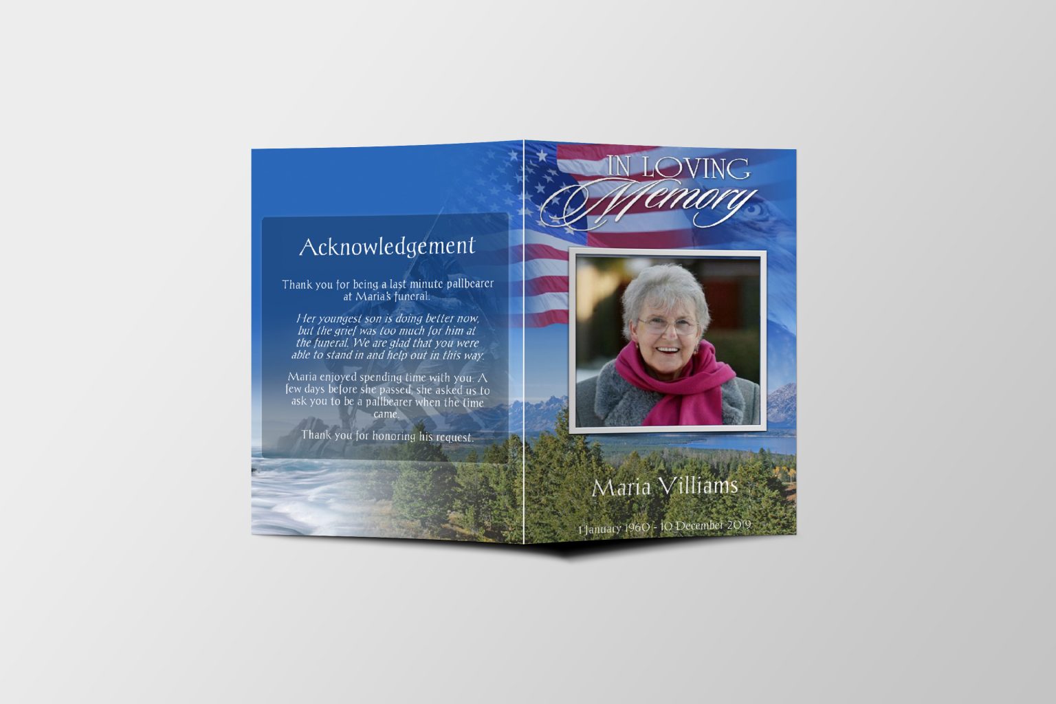 US Flag Funeral Program Template | QuickFuneral LLC