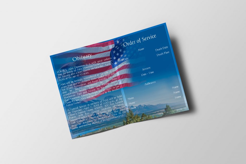 US Flag Funeral Program Template | QuickFuneral LLC