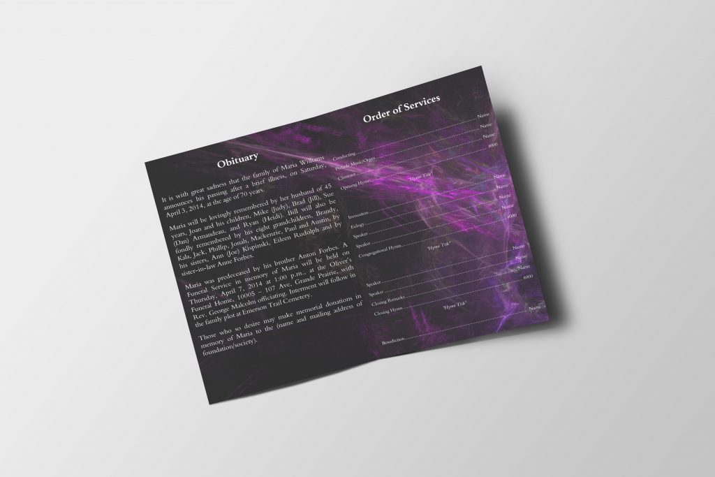 Purple Funeral Program Template | QuickFuneral LLC