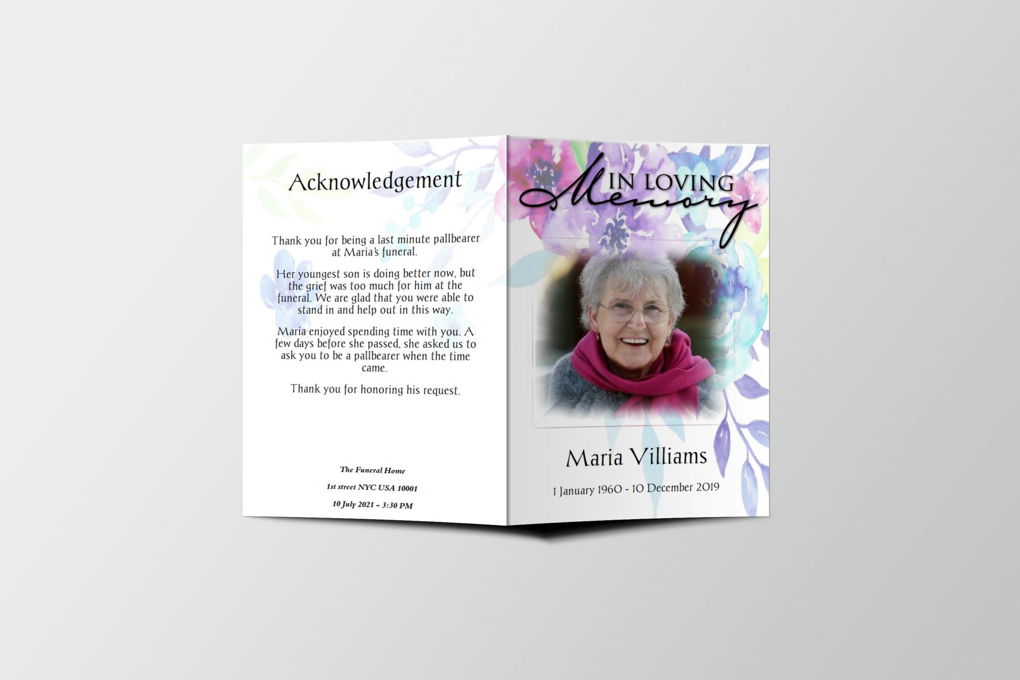 Multicolor Floral Funeral Program Template | QuickFuneral LLC