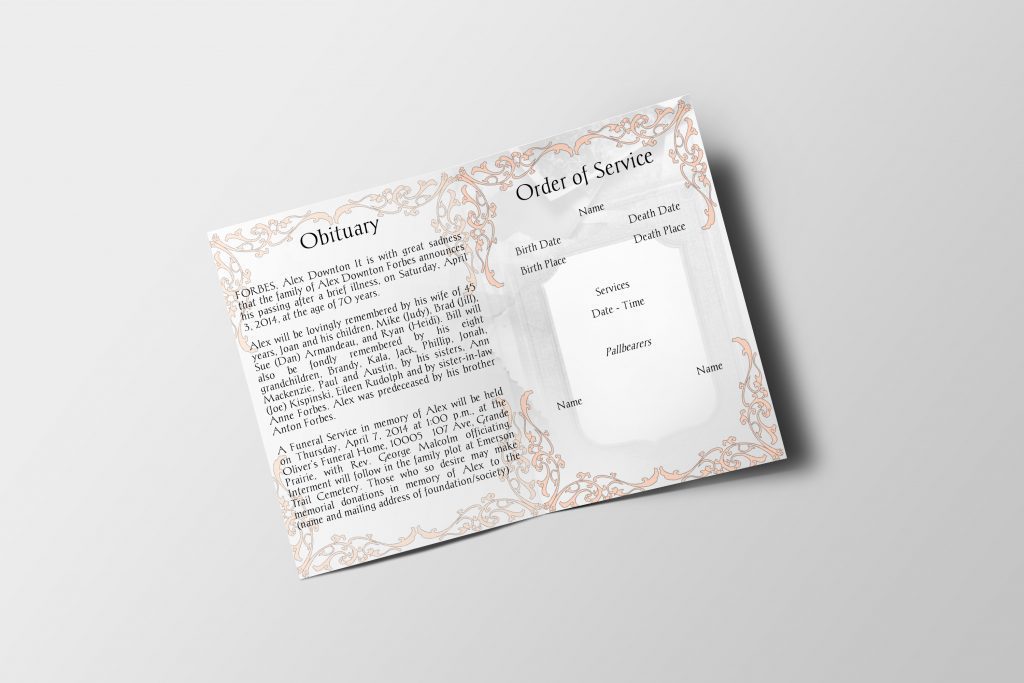 Elegant Frame Funeral Program Template | QuickFuneral LLC