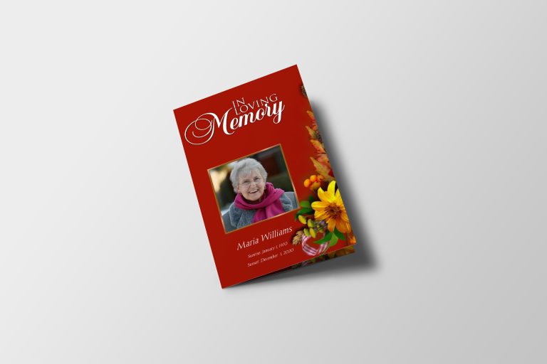 Semi Red Funeral Program Template | QuickFuneral LLC