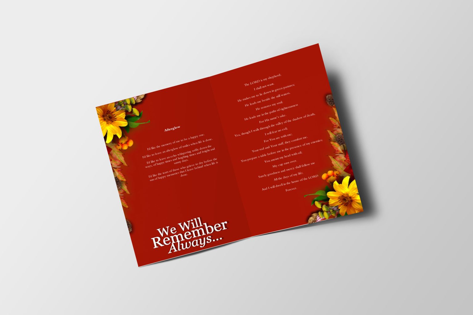 Semi Red Funeral Program Template | QuickFuneral LLC