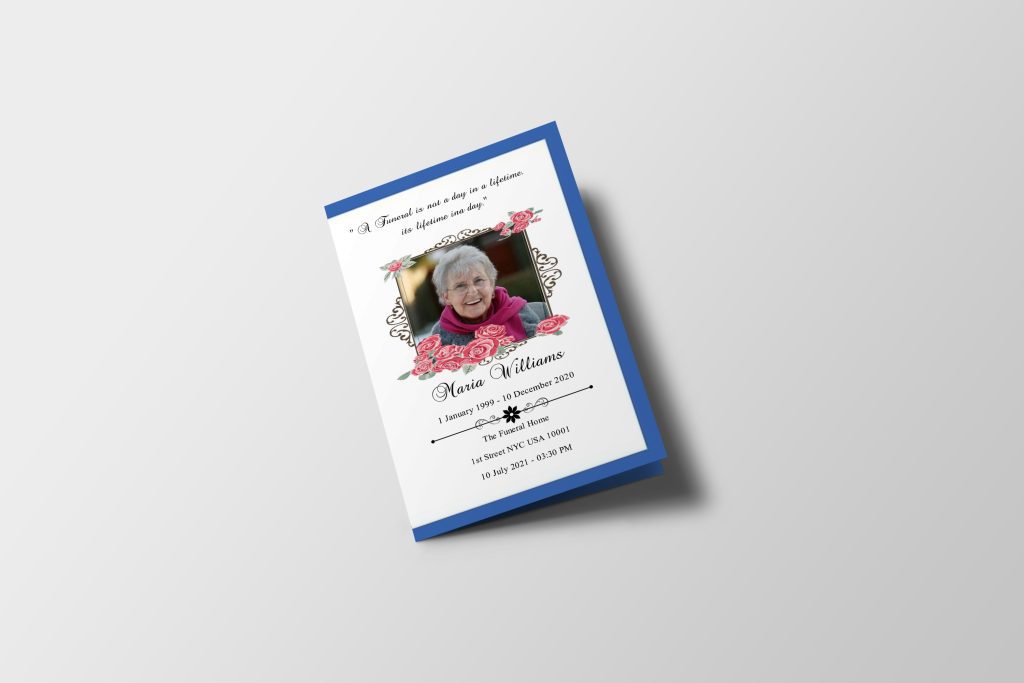Blue Gradient Funeral Program Template | QuickFuneral LLC