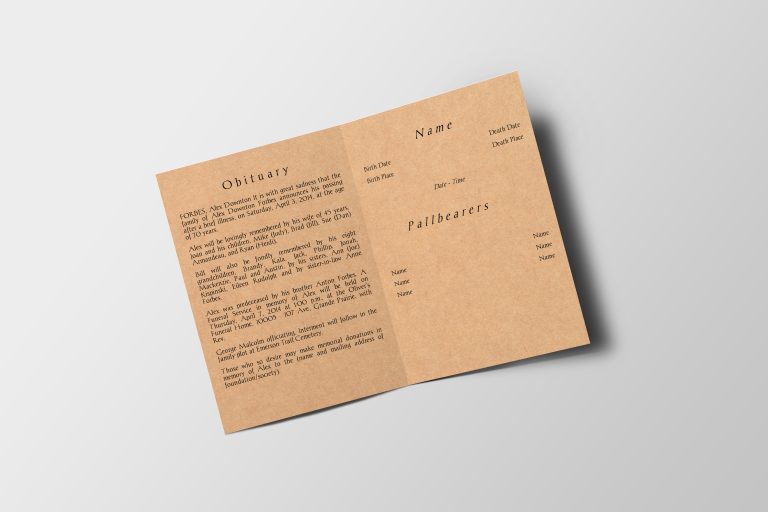 Brown Funeral Program Template | QuickFuneral LLC