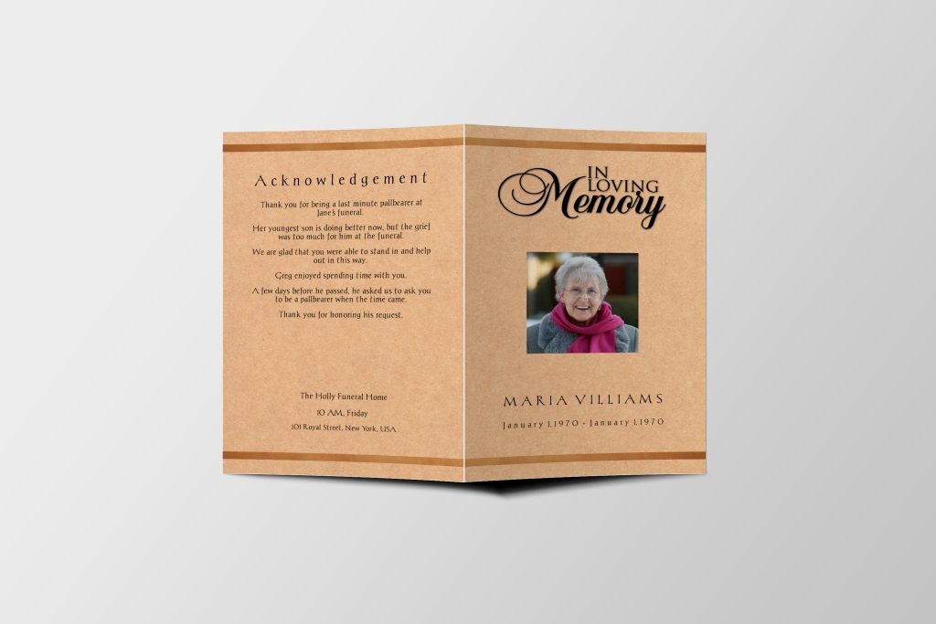 Brown Funeral Program Template | QuickFuneral LLC