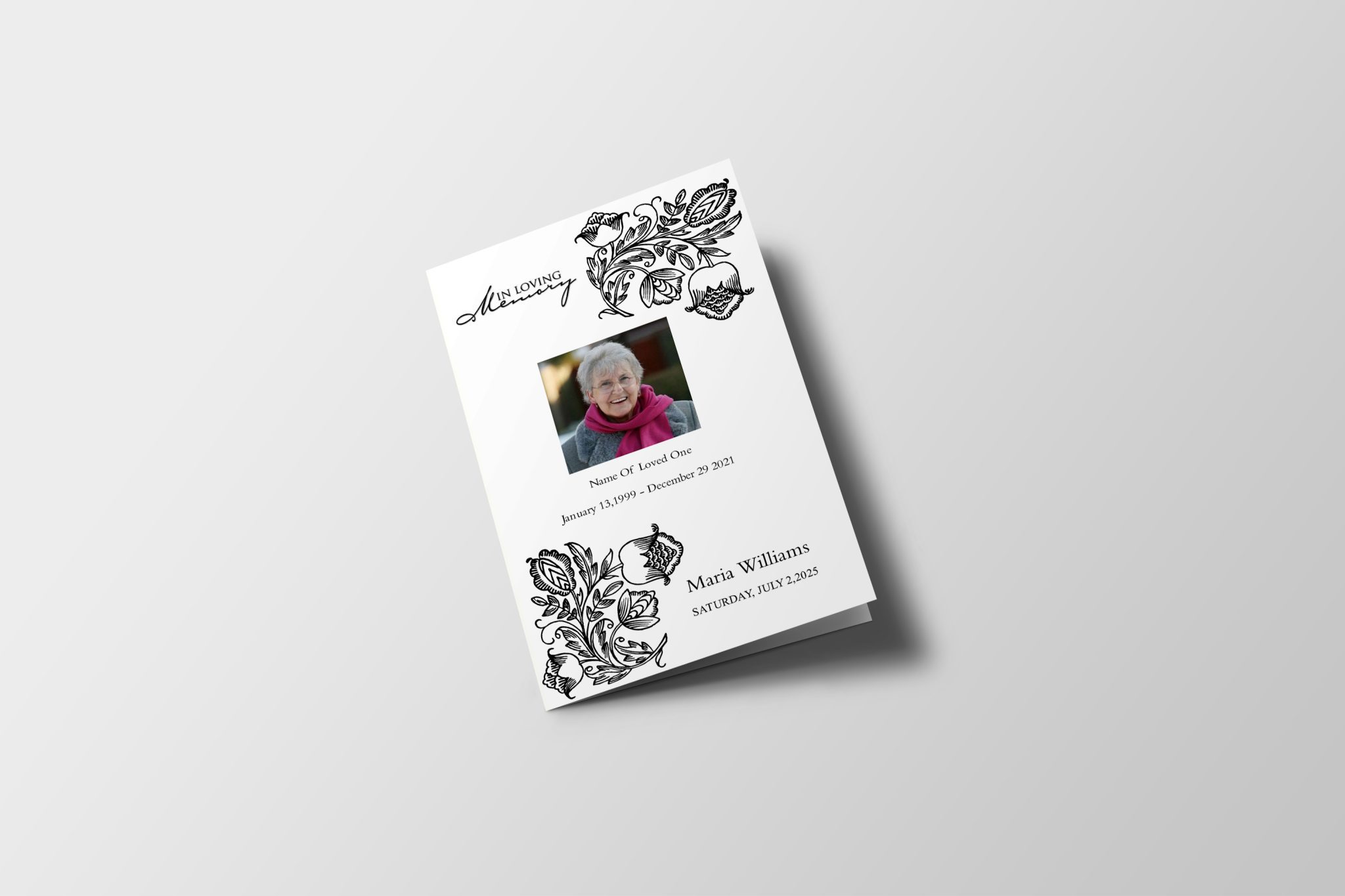 Floral Lines Funeral Program Template | QuickFuneral LLC