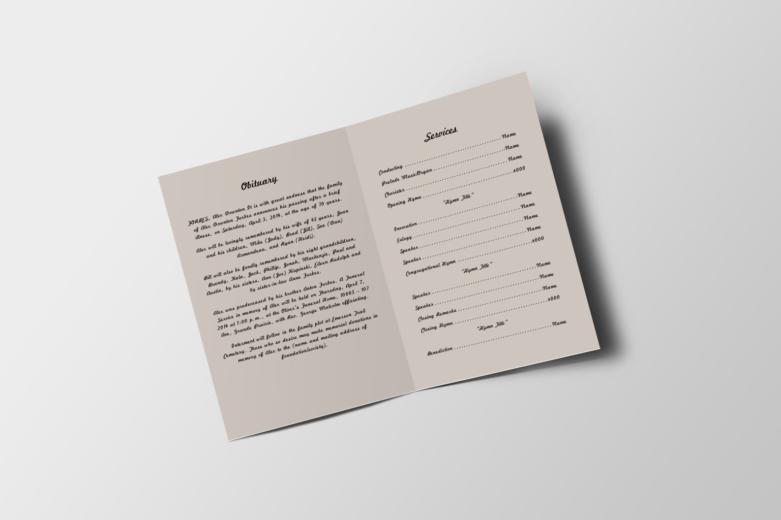 Vinyl Funeral Program Template | QuickFuneral LLC