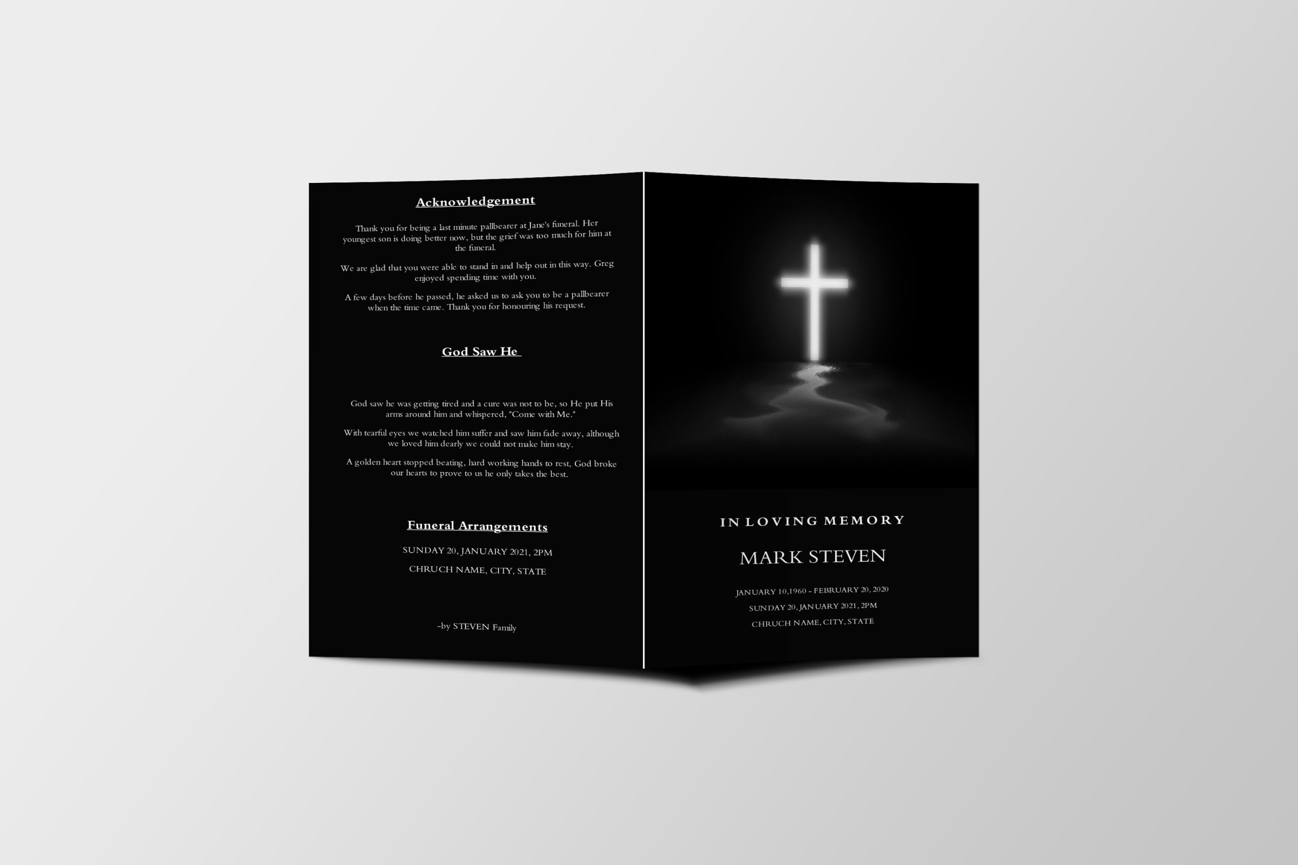 Cross Funeral Program Template QuickFuneral LLC