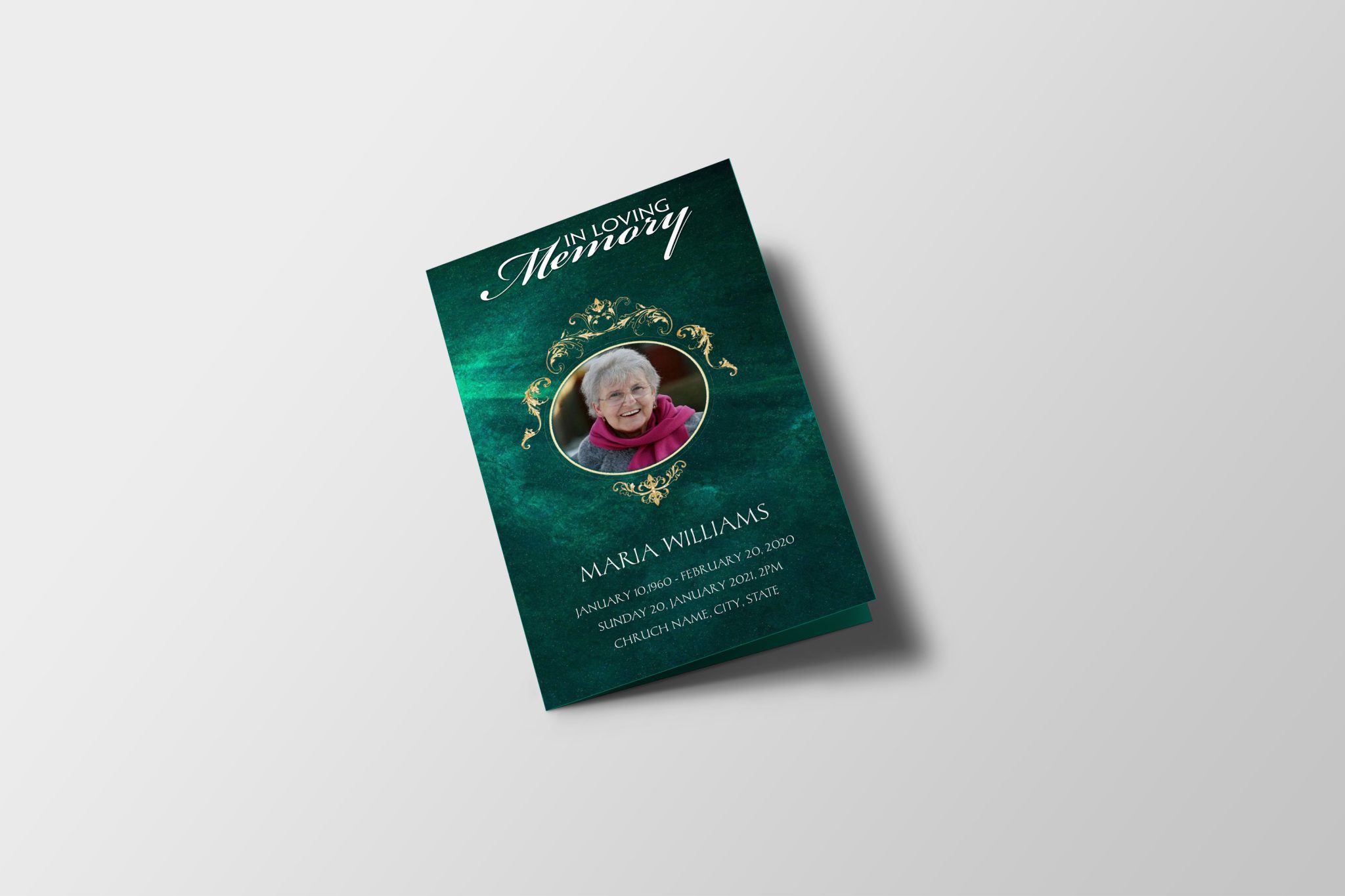 Green Textured Funeral Program Template | QuickFuneral LLC