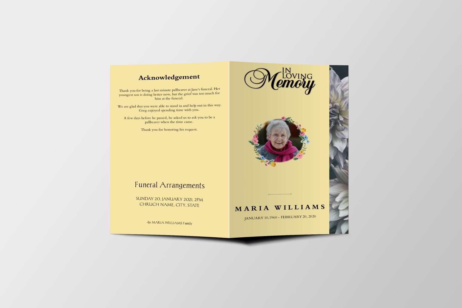 Natural Brown Funeral Program Template | QuickFuneral LLC