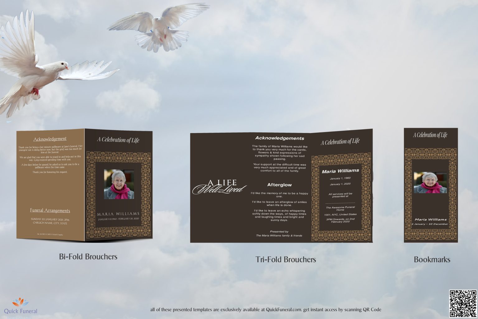Brown Elegant Themed Funeral Programs