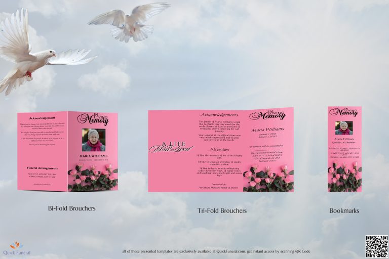 Blush Roses Themed Funeral Programs