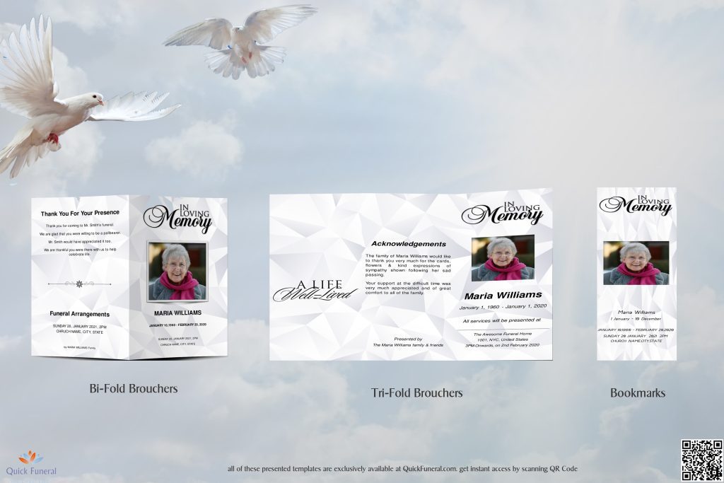 White Diamond Themed Funeral Programs