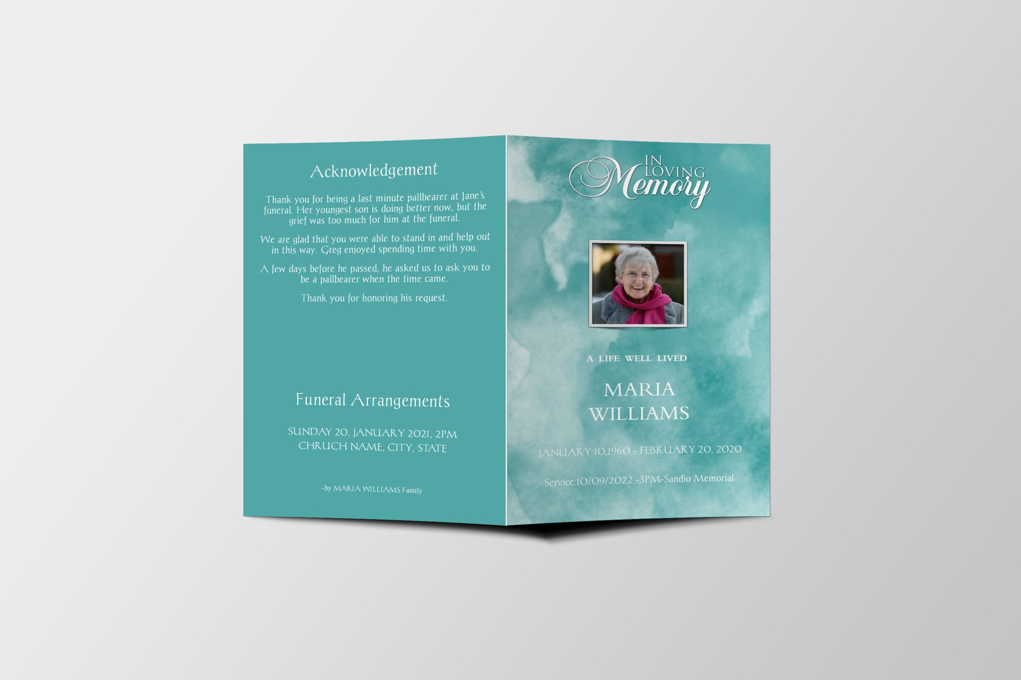 Light Green Funeral Program Template | QuickFuneral LLC