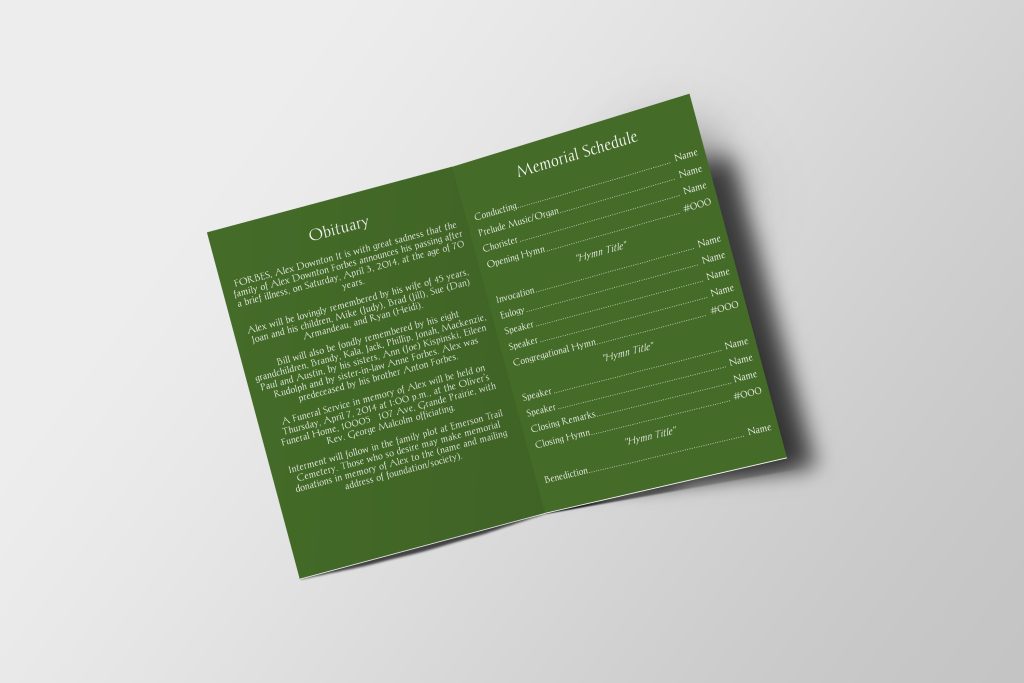 Fern Funeral Program Template | QuickFuneral LLC