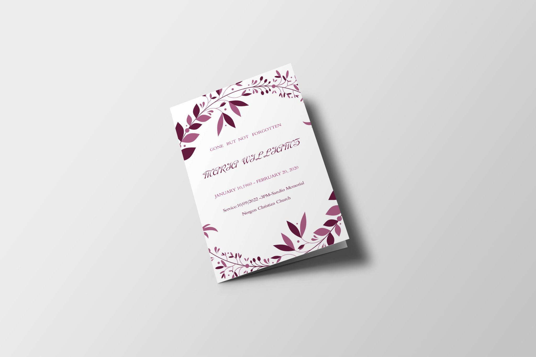 Maroon Wreath Memorial Service Funeral Program Template