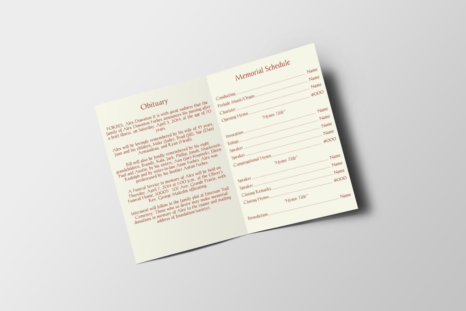 Green Floral Watercolor Funeral Program Template | QuickFuneral LLC