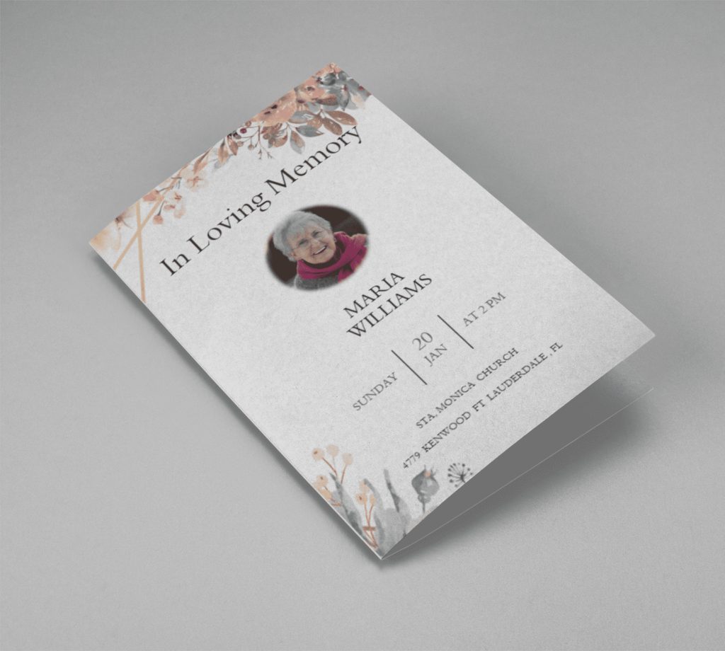 Creative Watercolor Floral Funeral Program Template