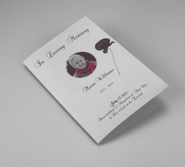 Gray Elegant Oval Frame Half Page Funeral Program Template
