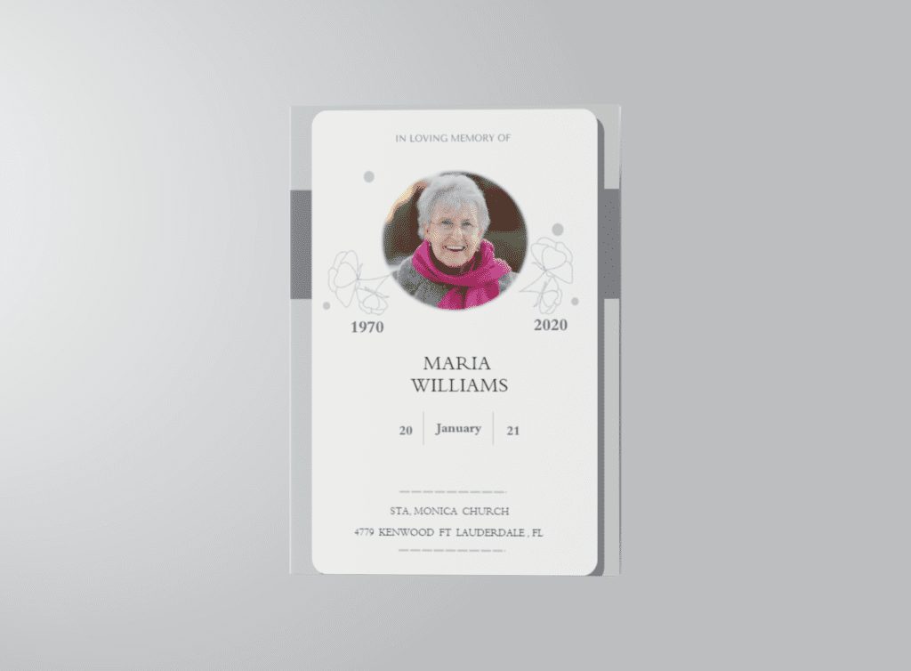 Soft Green and Grey Minimalist Floral Funeral Program Template