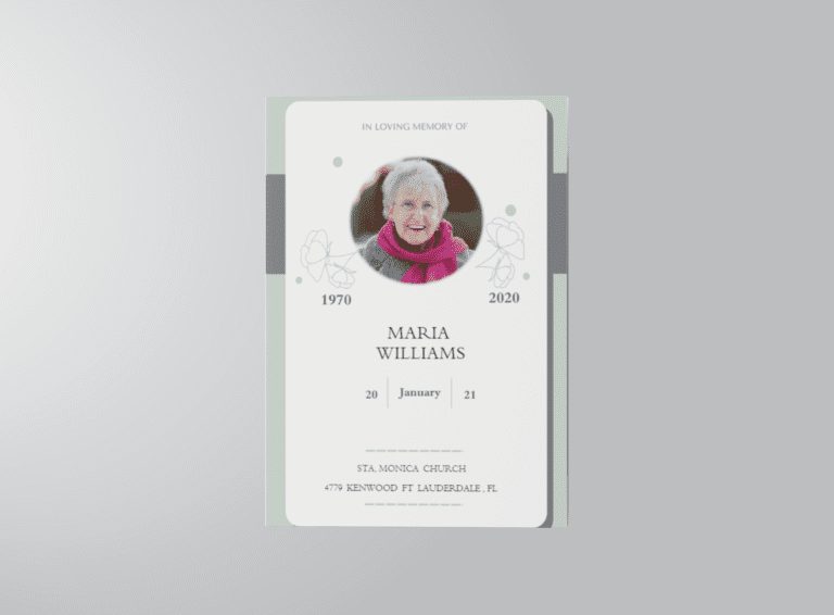 Soft Green and Grey Minimalist Floral Funeral Program Template