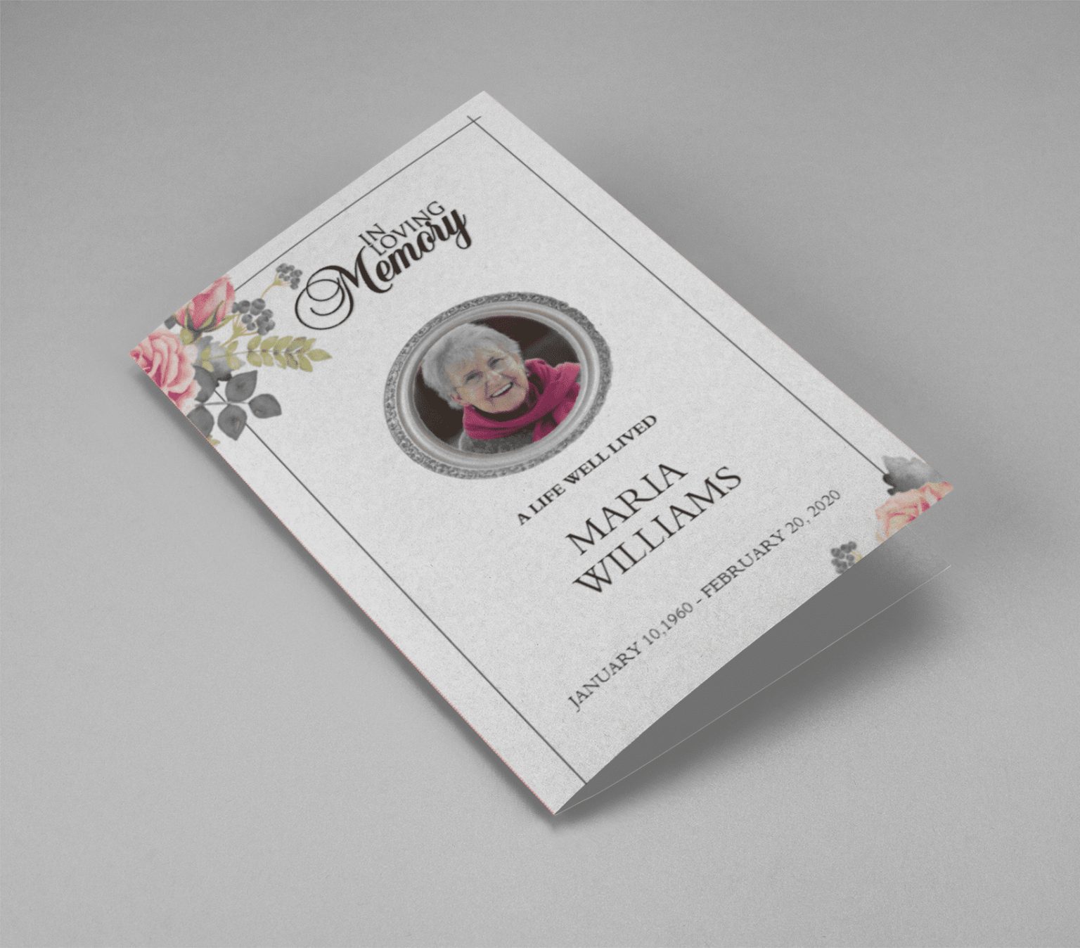 White Floral Pro Funeral Program Template