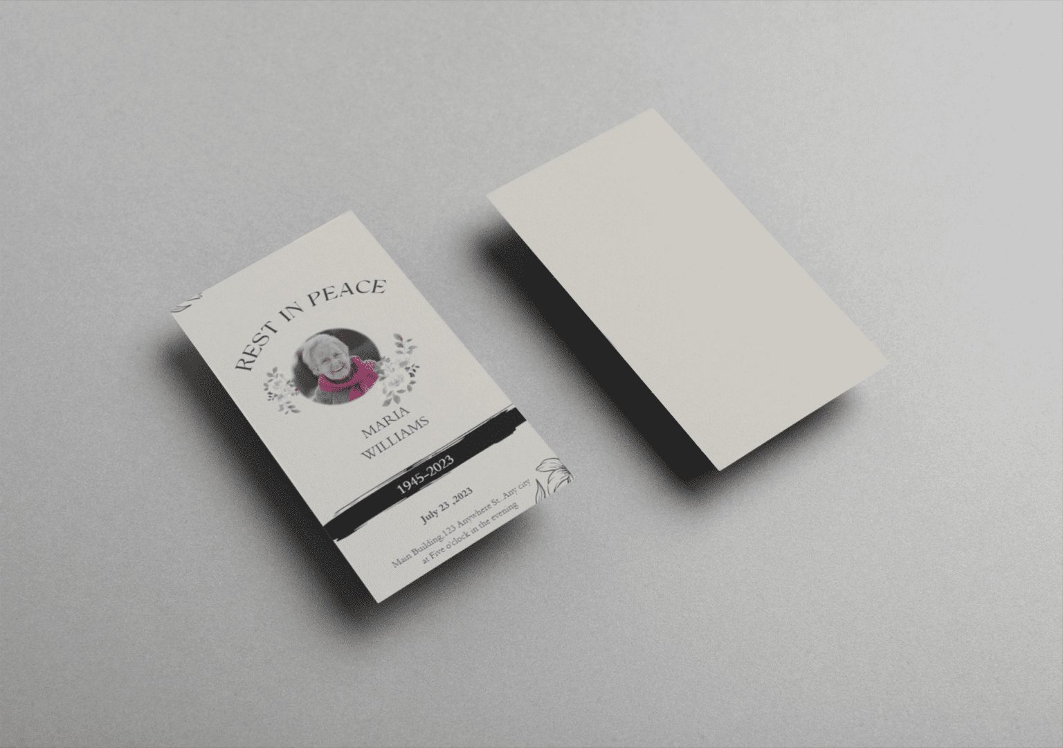 Floral Rest in Peace Funeral Prayer Card