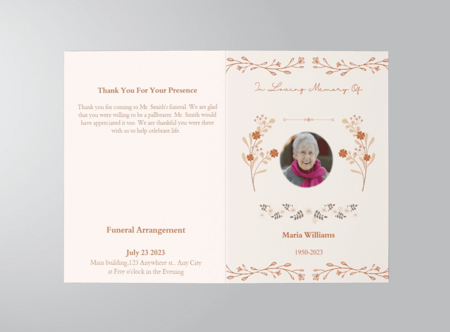 Cream Simple Elegant Photo Church Half Page Program