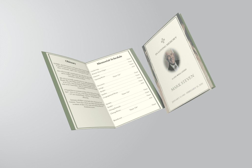 Grey Classic Minimalist Funeral Program Template