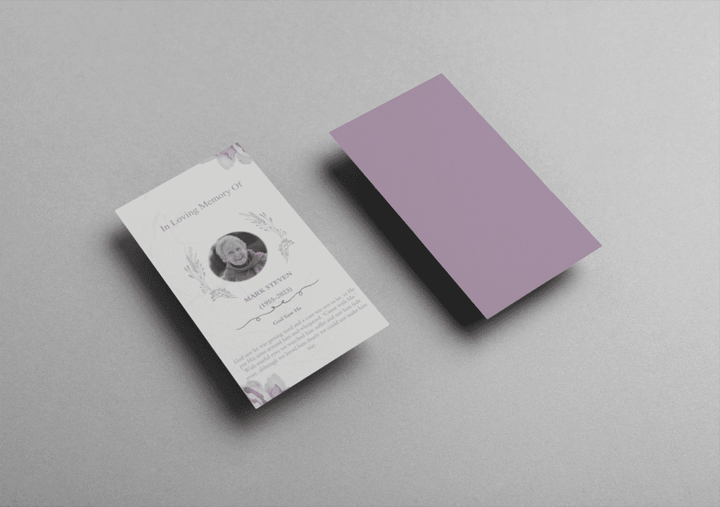 Purple Elegant Watercolor Funeral Prayer Card