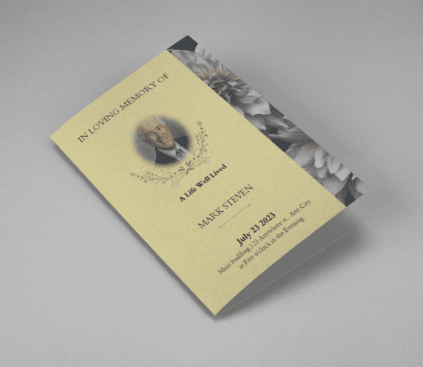 Brown and White Classic Funeral Program Half Page Program
