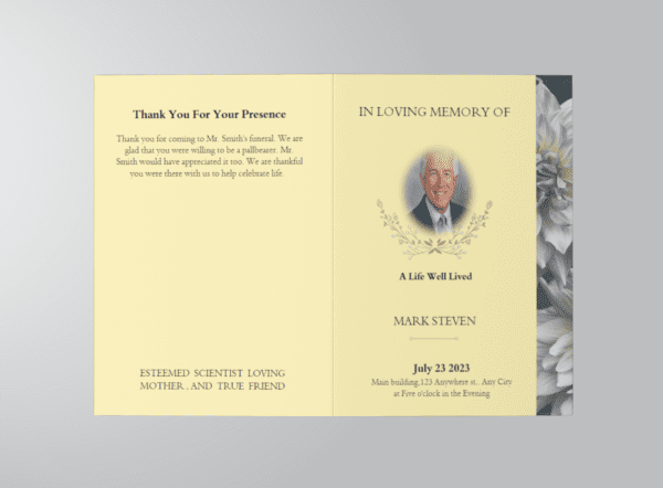 Brown and White Classic Funeral Program Half Page Program