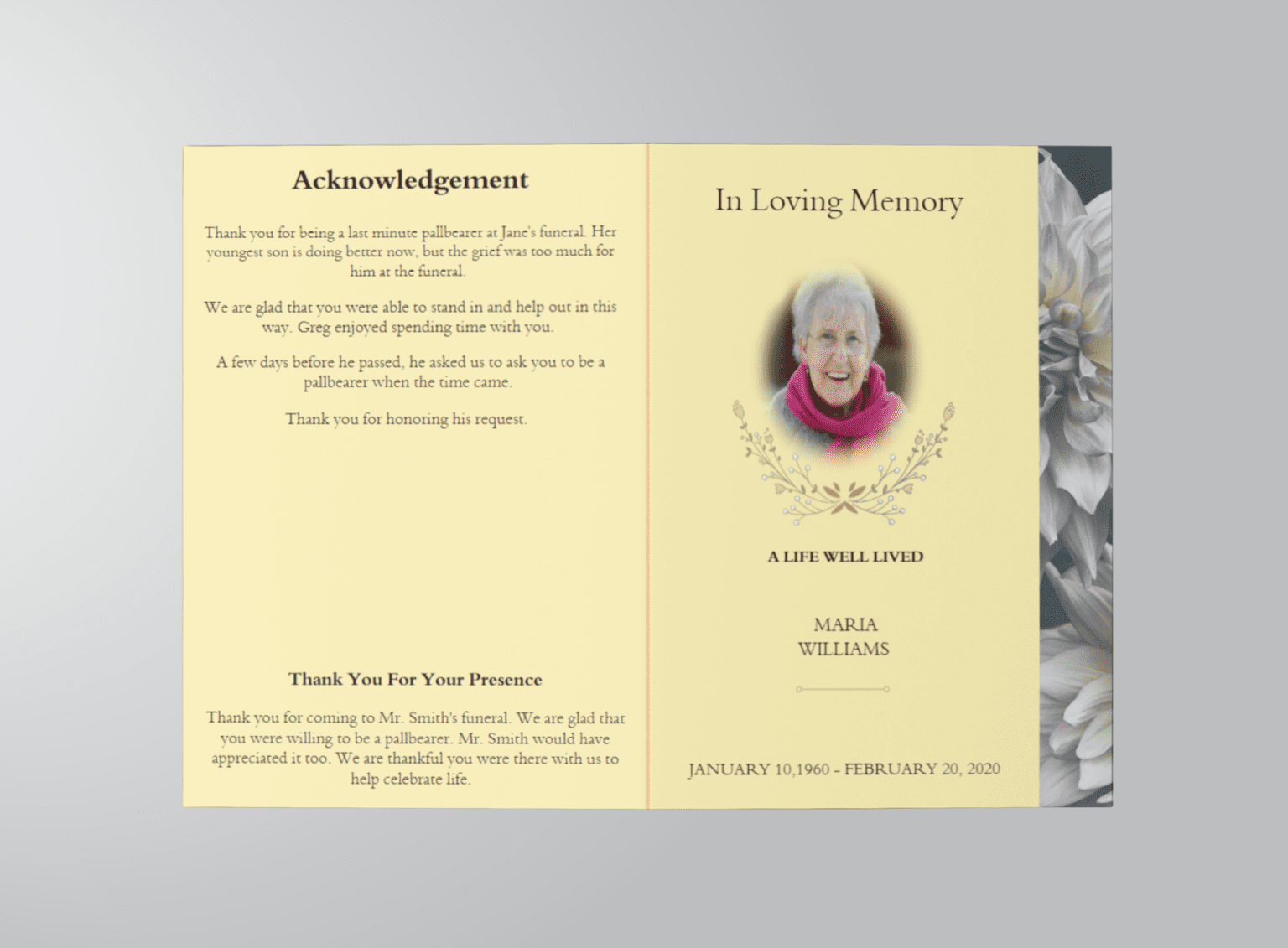 Brown and White Classic Funeral Program Template