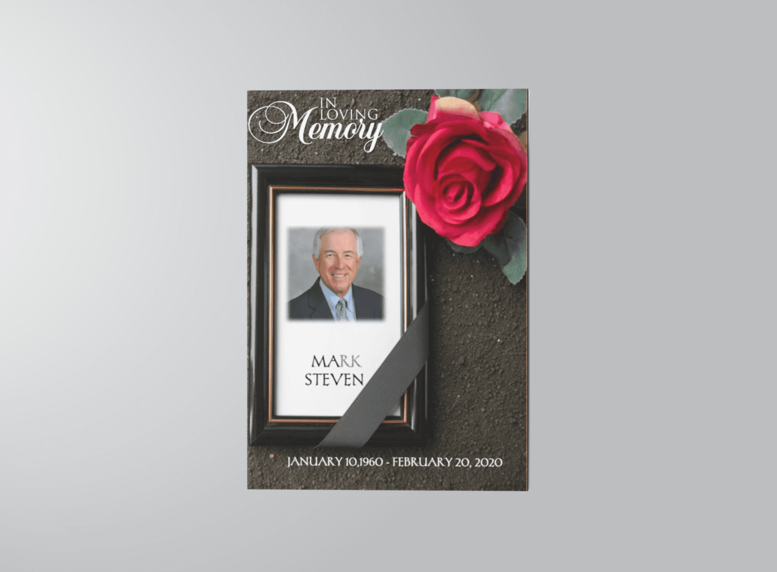 Red Flower Dark Soil Funeral Program Template